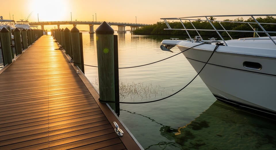 Moorings Yacht Access in Orchid: Docks, Bridges, Depth