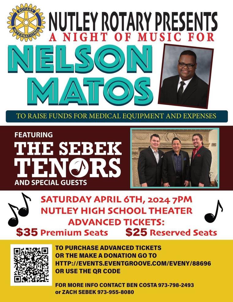 Sebek Tenors to Headline 'Night of Music' for Nutley's Nelson Matos